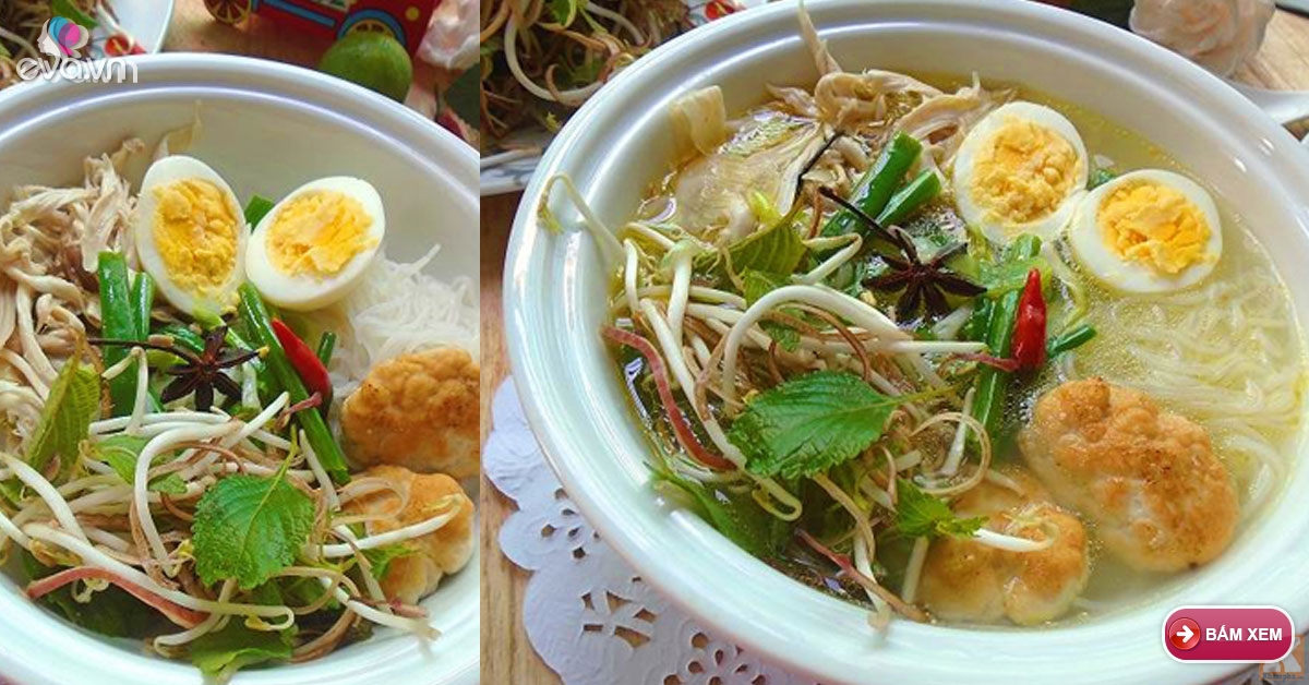 Bữa sáng đơn giản với bún gà